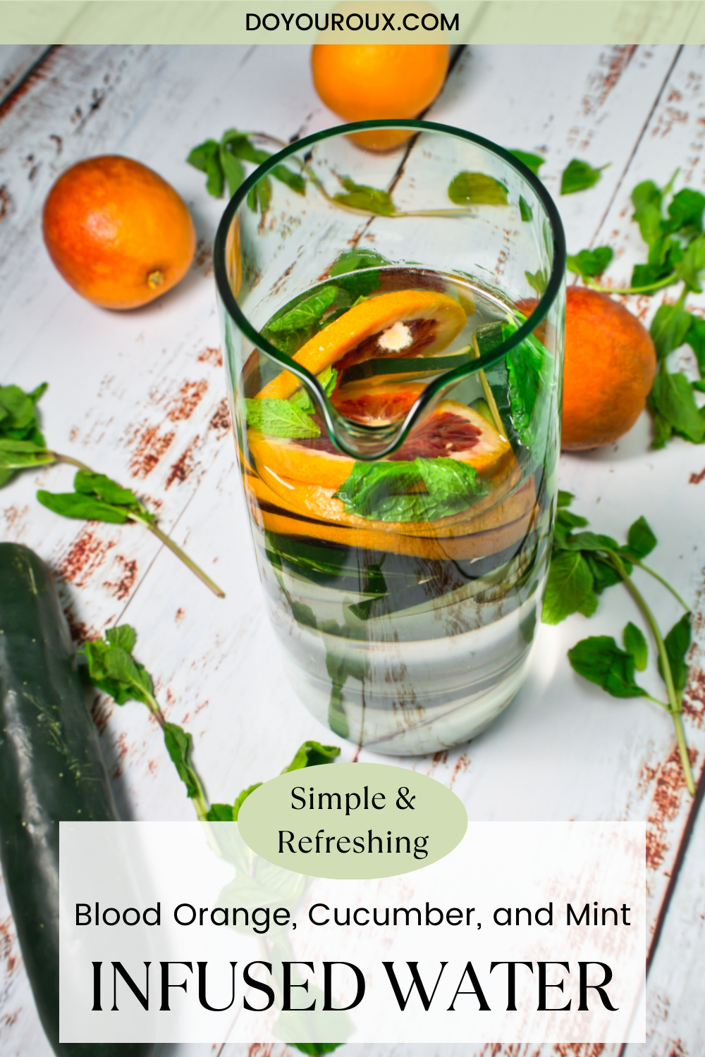 Delicious Blood Orange Cucumber Mint Infused Water